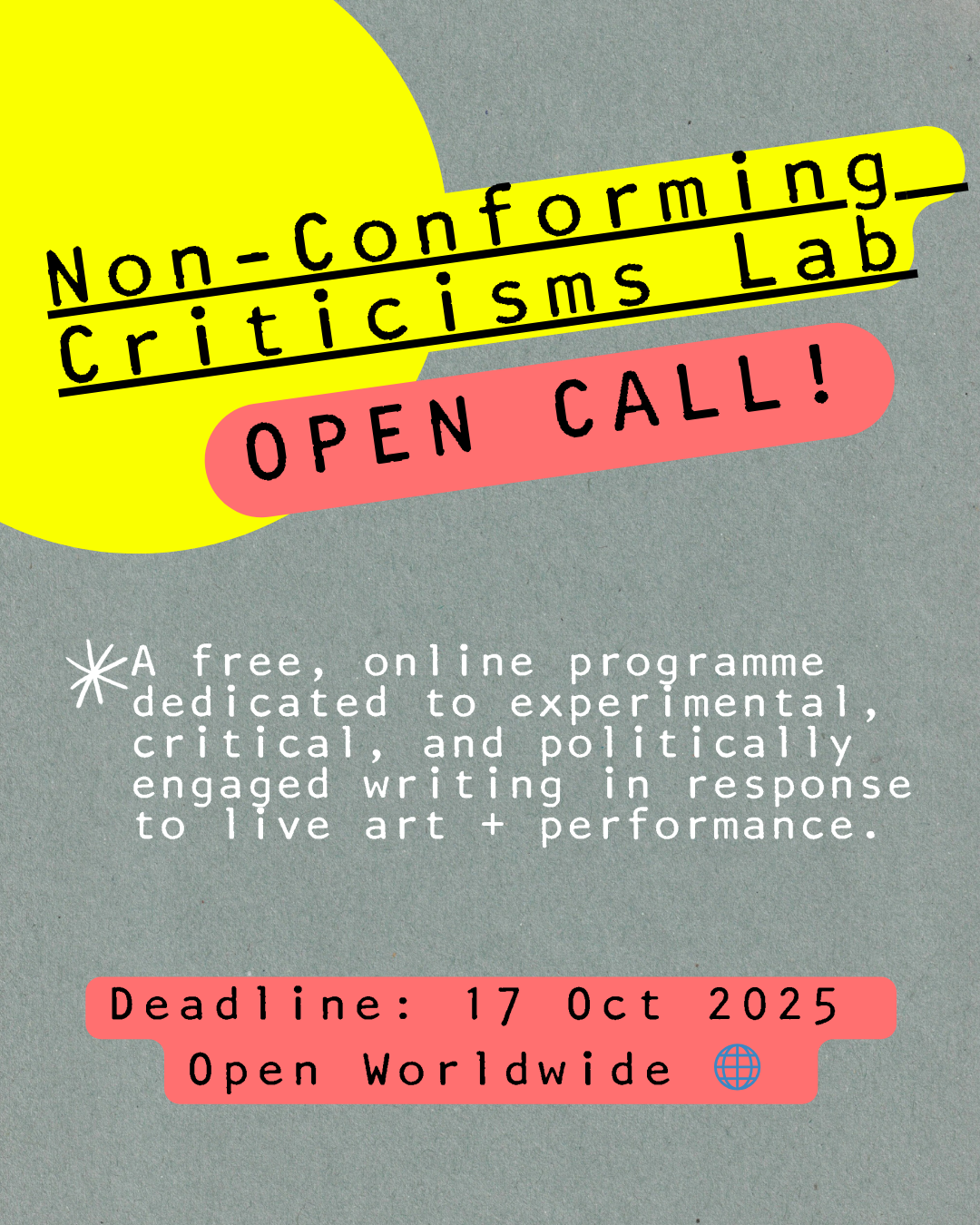 Non-Conforming Criticisms Lab: Open Call - performingborders